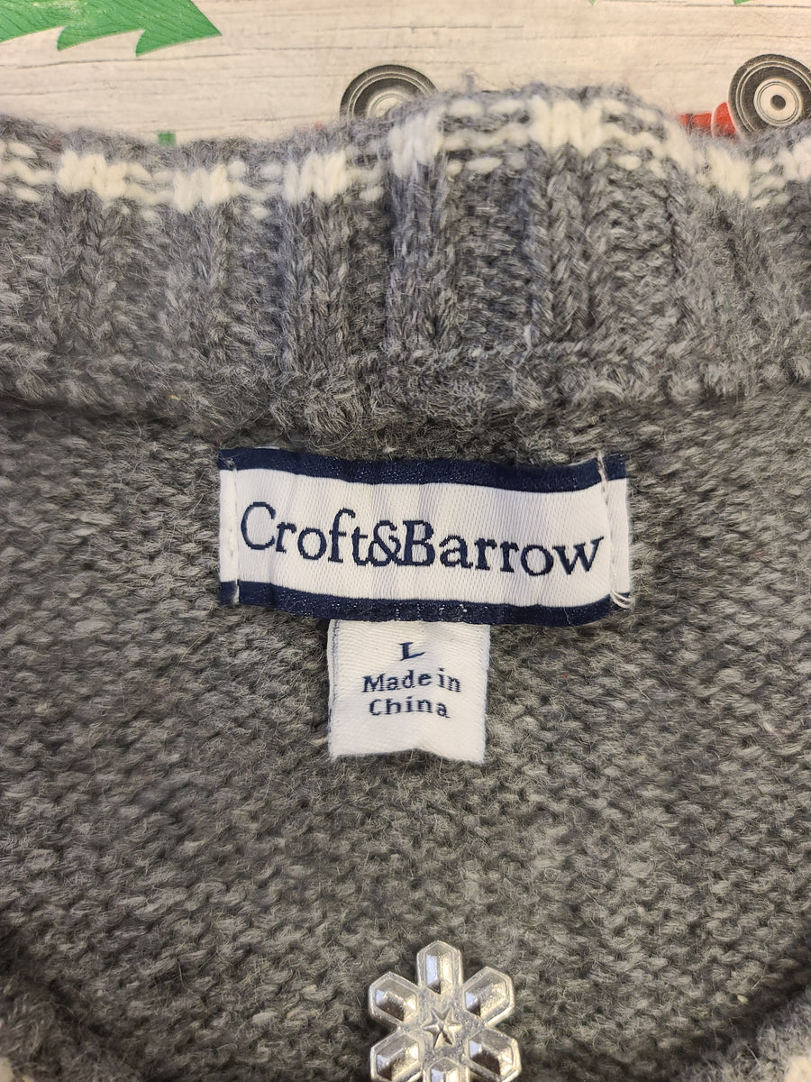 Grey Snowflakes Zip up Winter Sweater – The Sweater Emporium